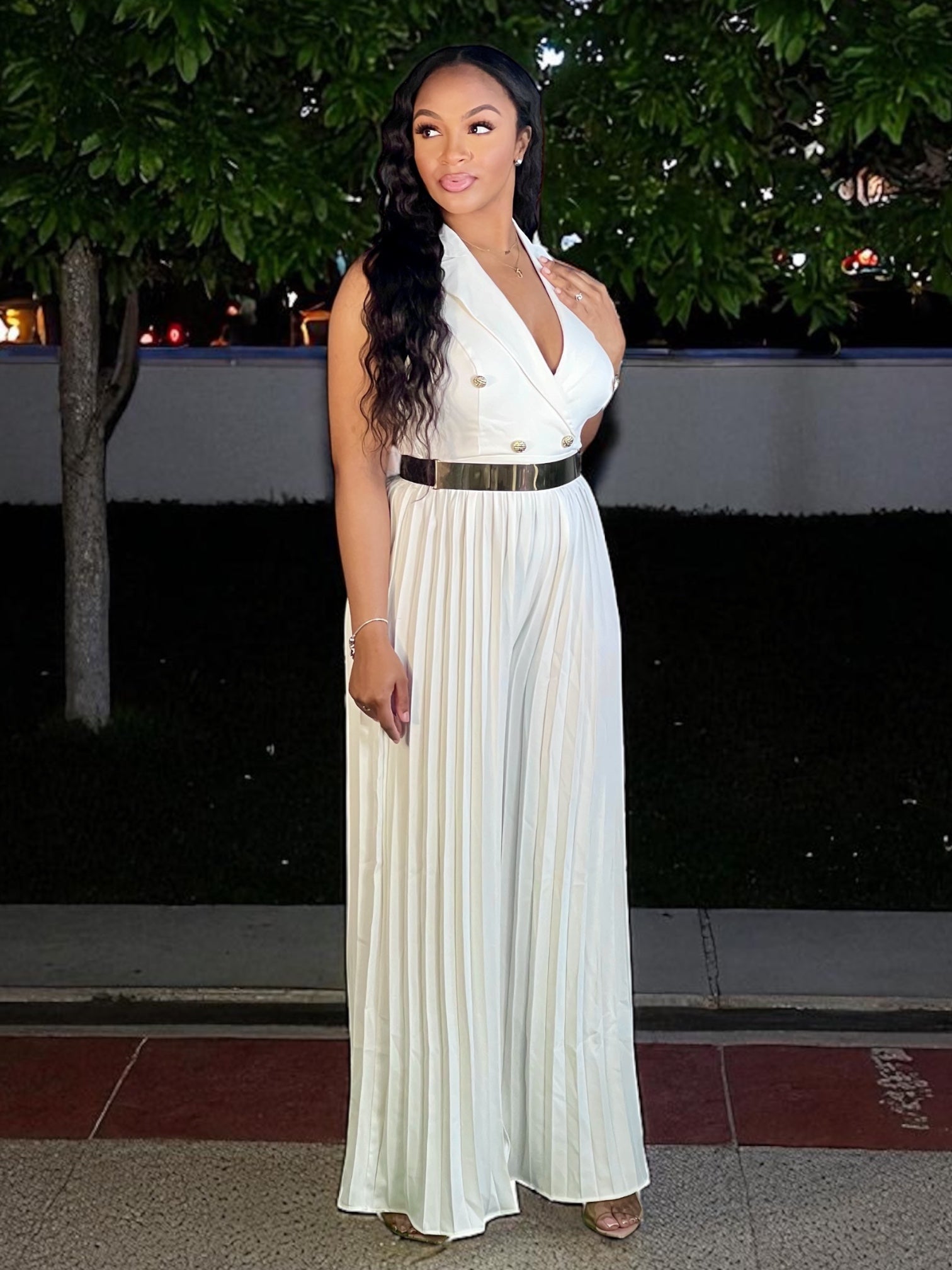 Seaux Pleated Jumpsuit-Off White – London's Fashion Boutique